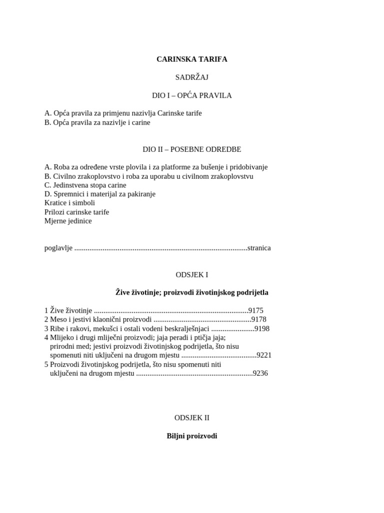 Carinska Tarifa | PDF