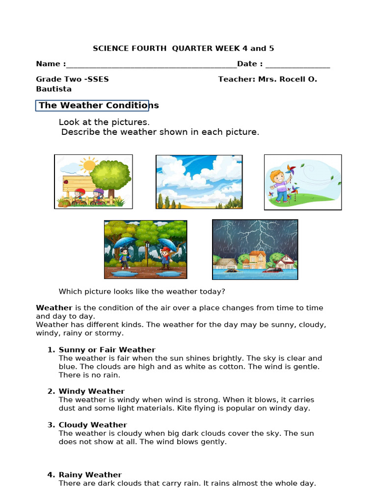 Science Fourth Quarter Week 4 and 5 | PDF | Cloud | Sky