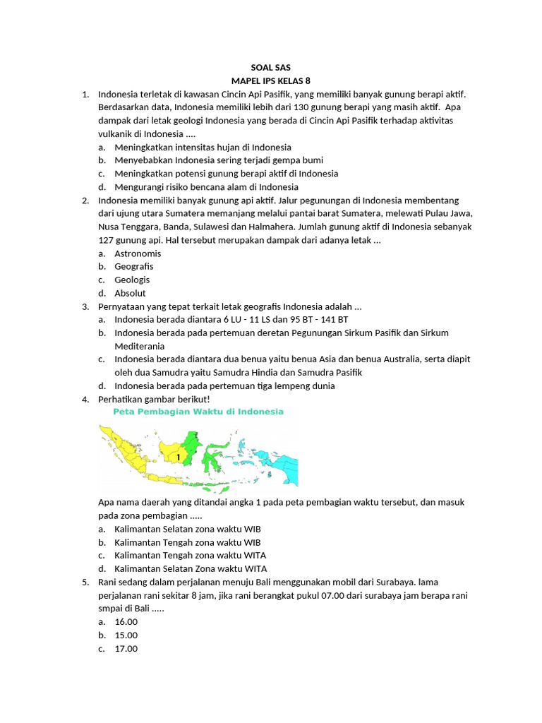 Soal SAS IPS Kelas 8 | PDF