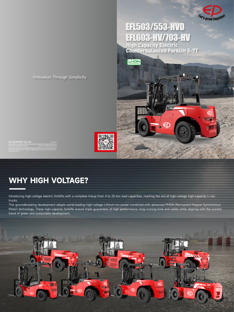High-Voltage Electric Forklift Overview | PDF | Forklift | Lithium Ion ...