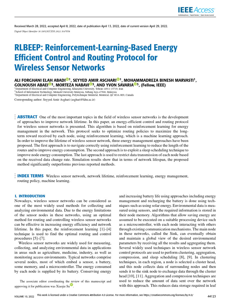 RLBEEP Reinforcement-Learning-Based Energy Efficient Control and Routing Protocol for Wireless ...