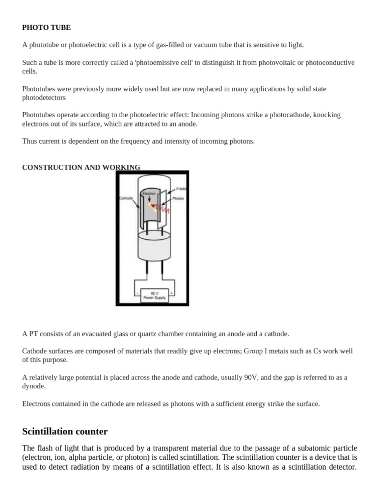 Understanding Photo Tube Detectors | PDF | Photoelectric Effect | Electron