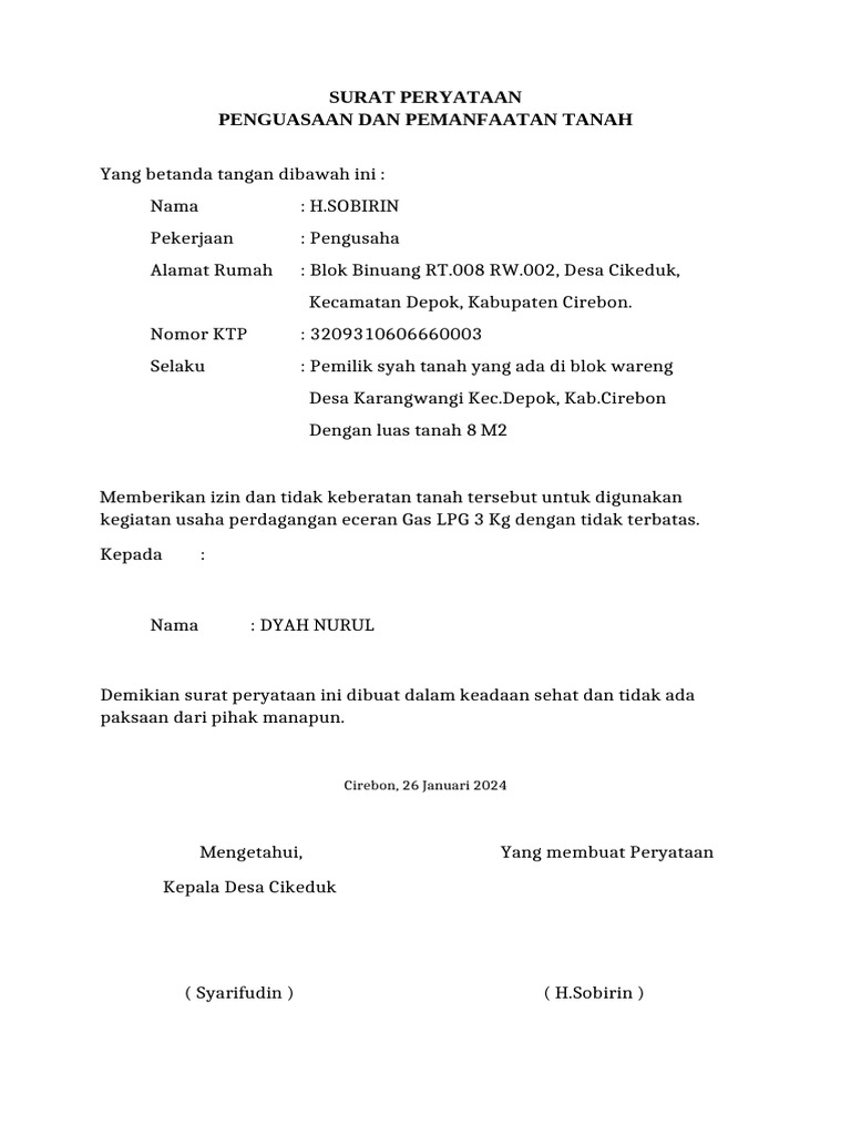 Surat Peryataan | PDF