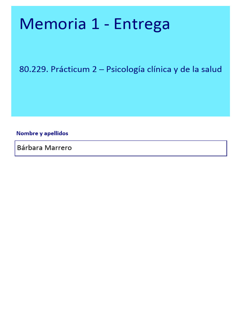 Memoria 1 Practicum 2 | PDF | Las emociones | Estrés (biología)