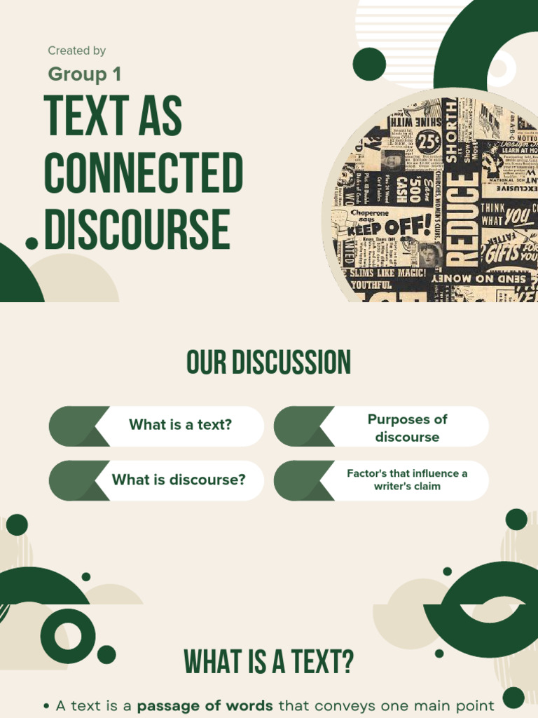 Text As Connected Discourse G1 | PDF | Discourse | Information