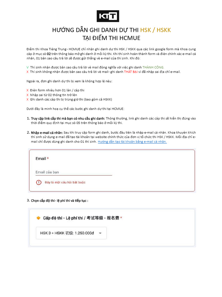 Hướng Dẫn Ghi Danh HCMUE | PDF