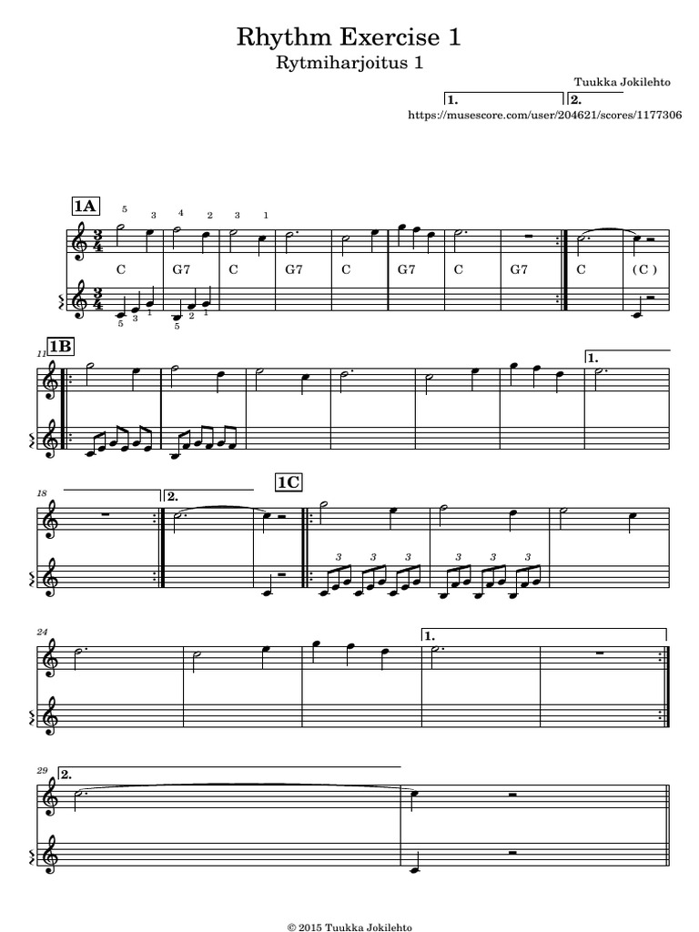 Rhythm Exercise Sheet Music | PDF