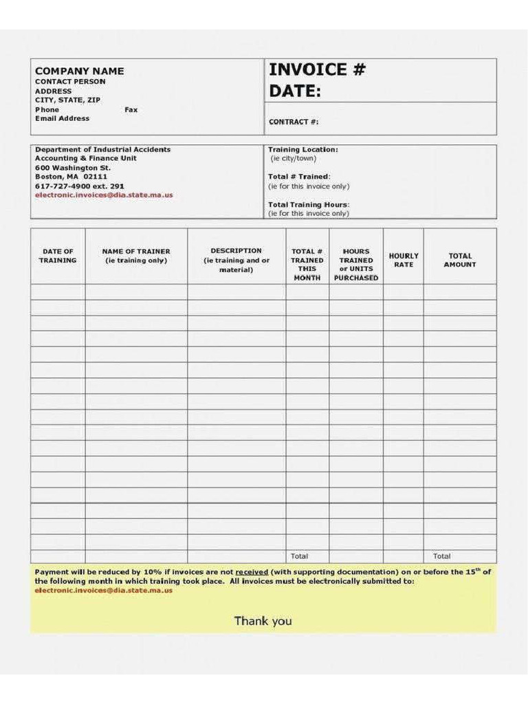 Personal Training Invoice Template | PDF
