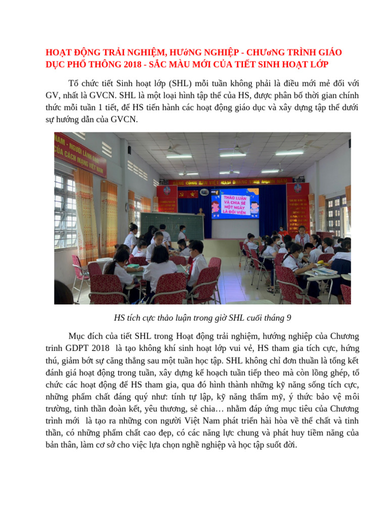 Bai 1 Long Ghep Tiet Sinh Hoat Lop Trong Bo Mon HDTN HN - 3102022132257 | PDF