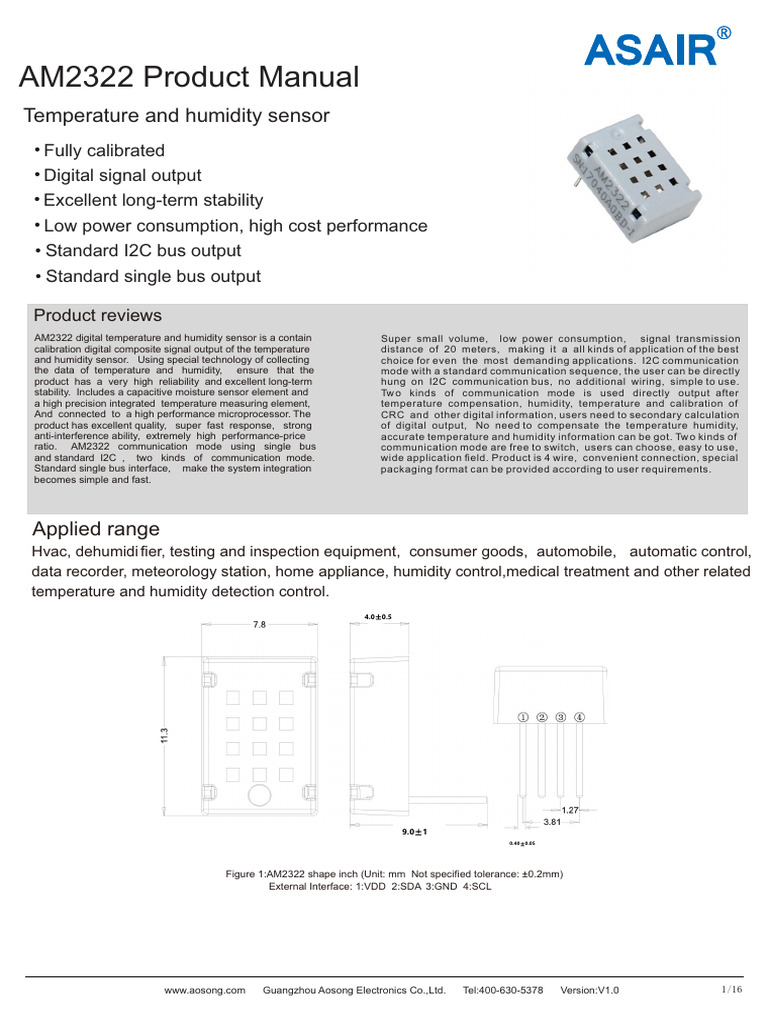 AM2322-Datasheet | PDF | Humidity | Computer Engineering