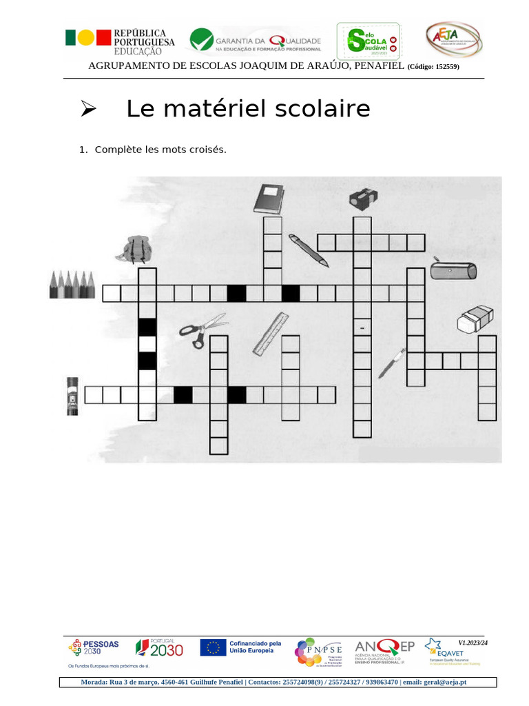 Matériel scolaire activités | PDF
