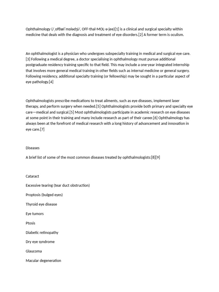 Understanding Ophthalmology and Eye Care | PDF