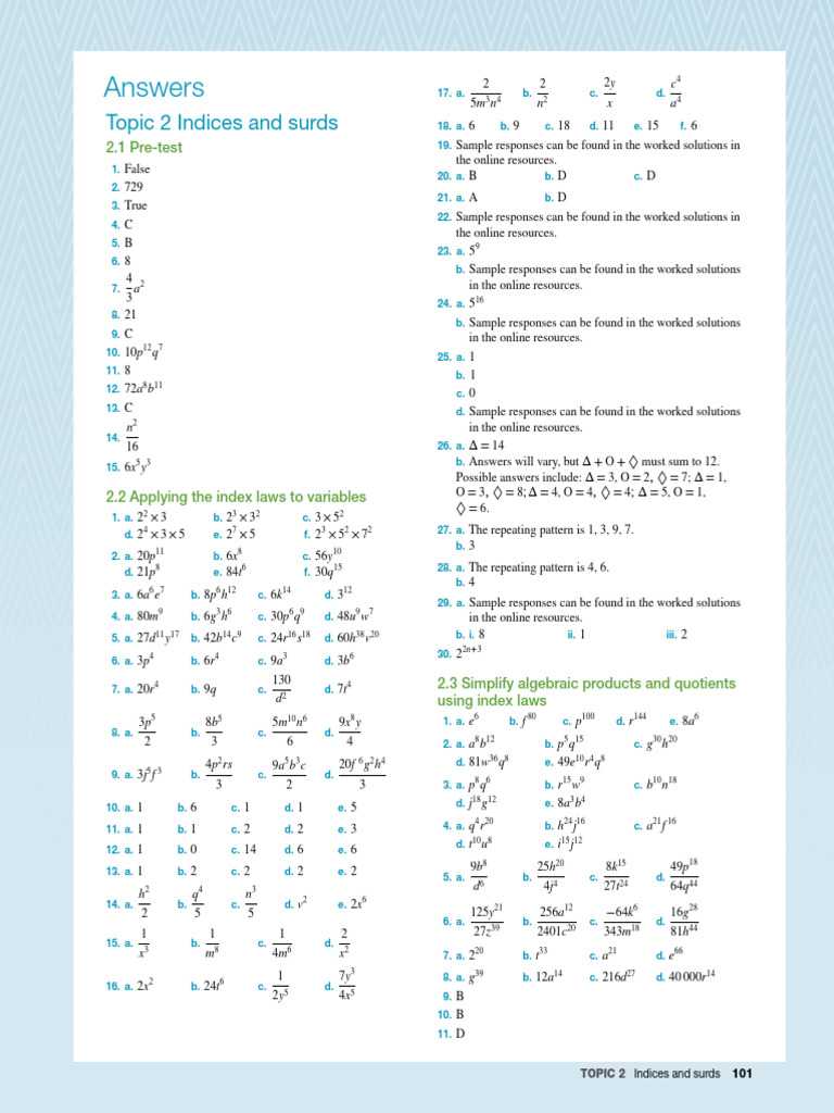 Indices and Surds: Exercises and Solutions | PDF | Algebra | Mathematical Objects