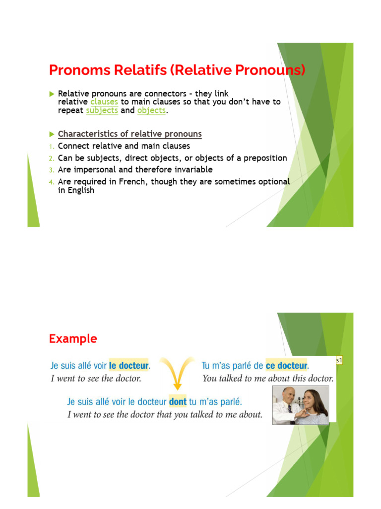 Understanding French Relative Pronouns | PDF | Verb | Subject (Grammar)