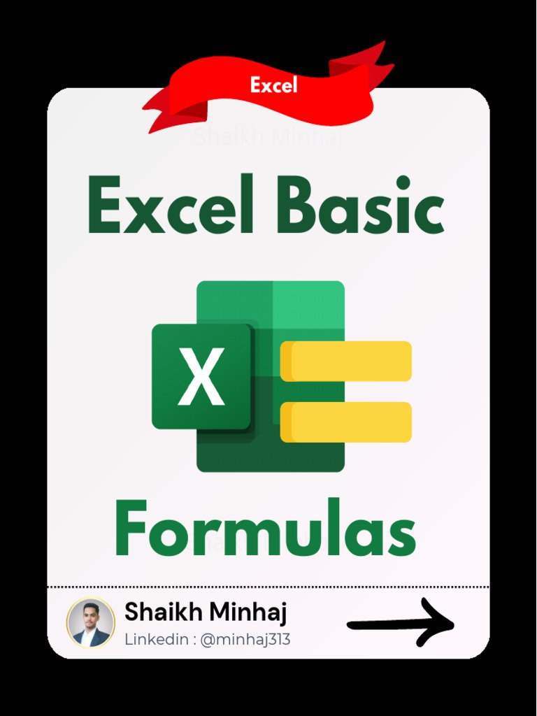 Basic Excel Formulas by Shaikh Minhaj | PDF | Microsoft Excel