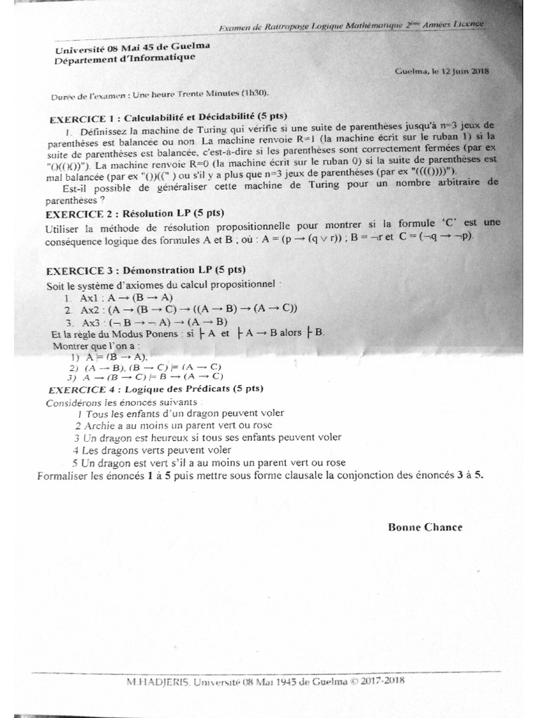 Rattrapage LM Guelma 2018 | PDF