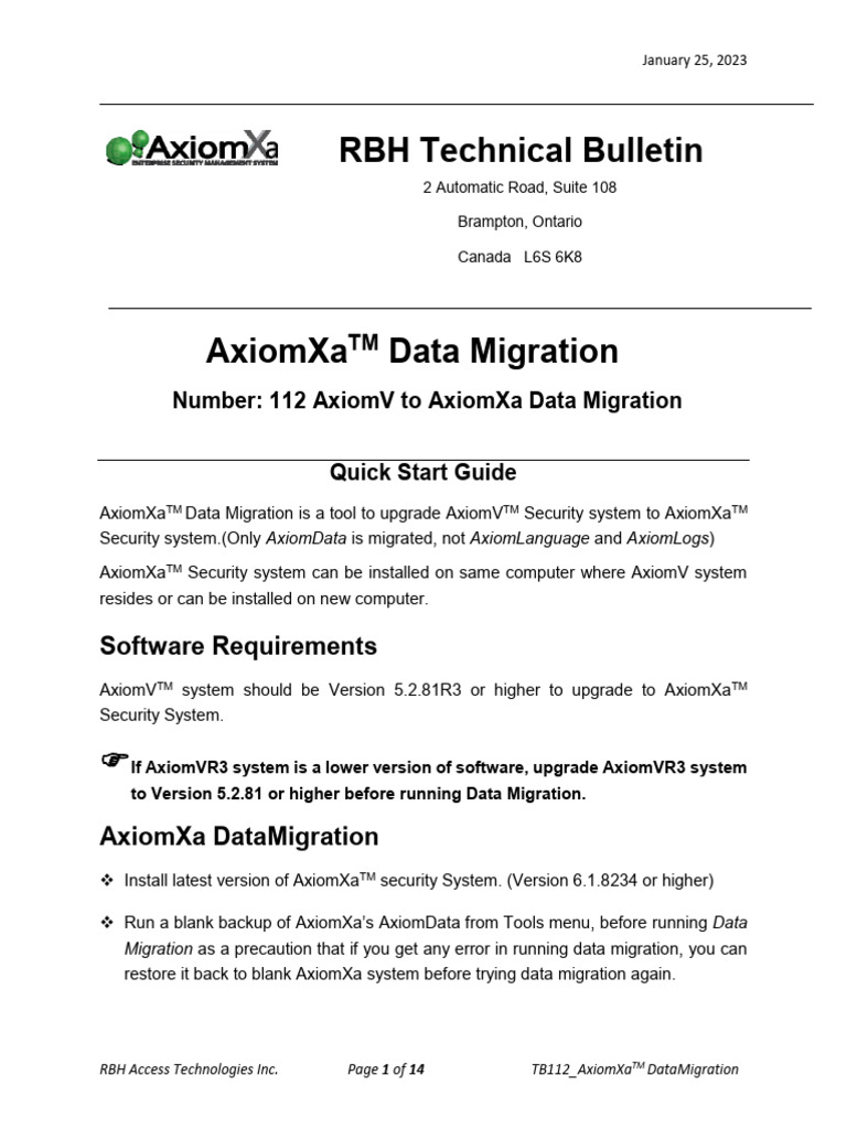 TB112 - AxiomXa Data Migration | PDF | Databases | Computer Engineering