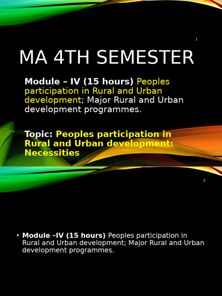 1 - MA 4th - Peoples Participation in Rural and Urban Development ...
