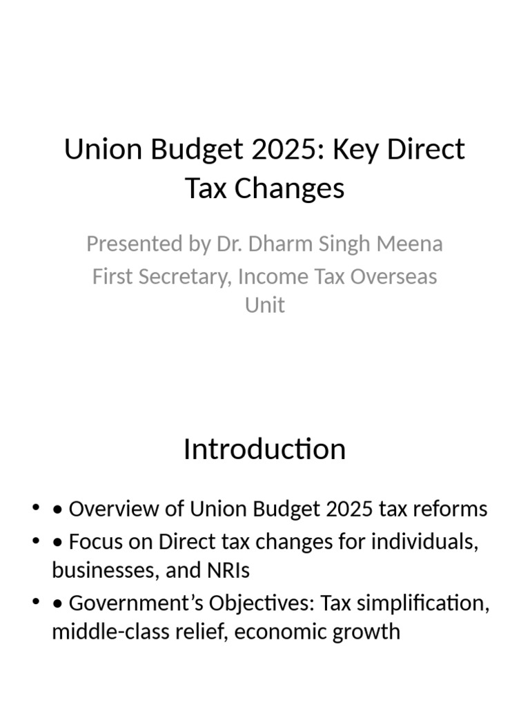 Union Budget 2025: Direct Tax Reforms | PDF