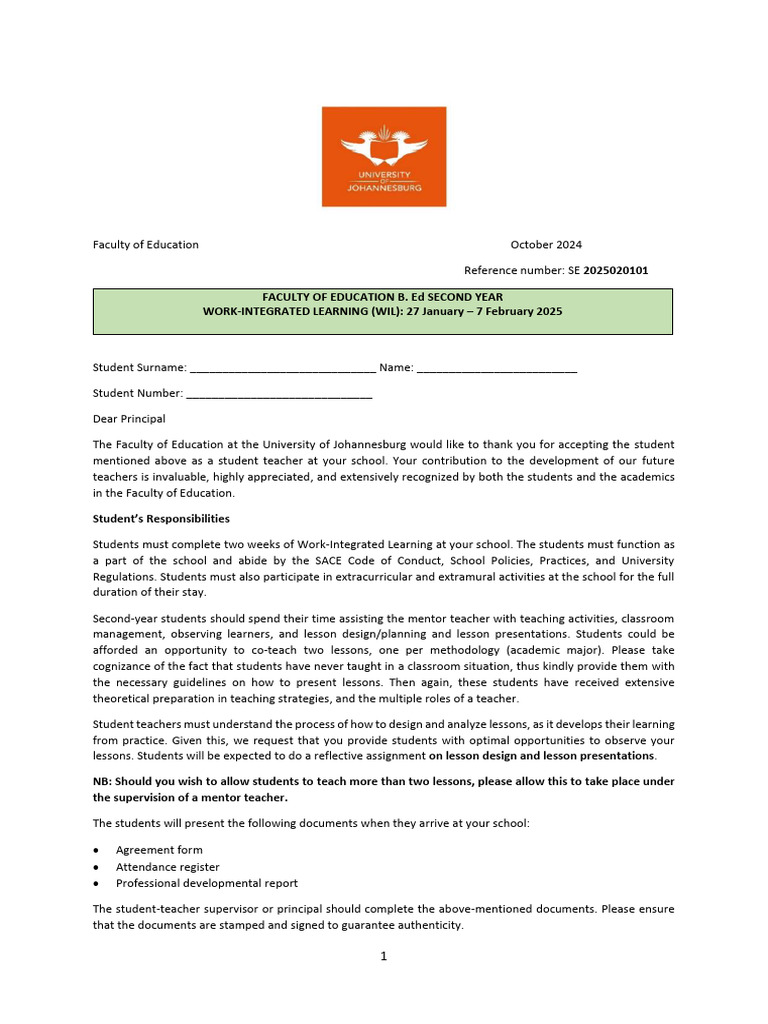 2nd Year WIL 2025 Info and Assignment | PDF | Teachers | Methodology