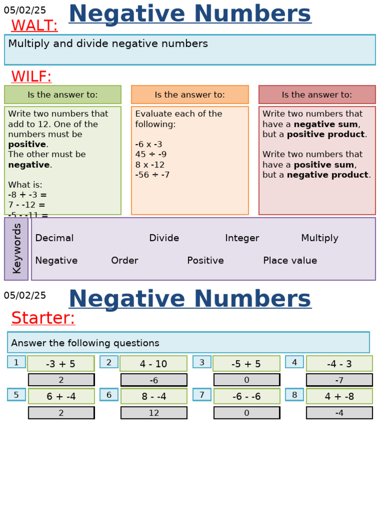 3 Multiply and Divide Negative Numbers | PDF | Multiplication | Arithmetic