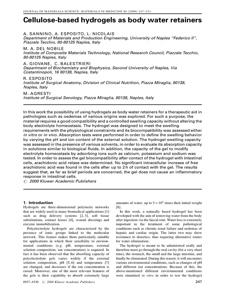 Cellulose Hydrogels for Water Retention | PDF | Gel | Ph