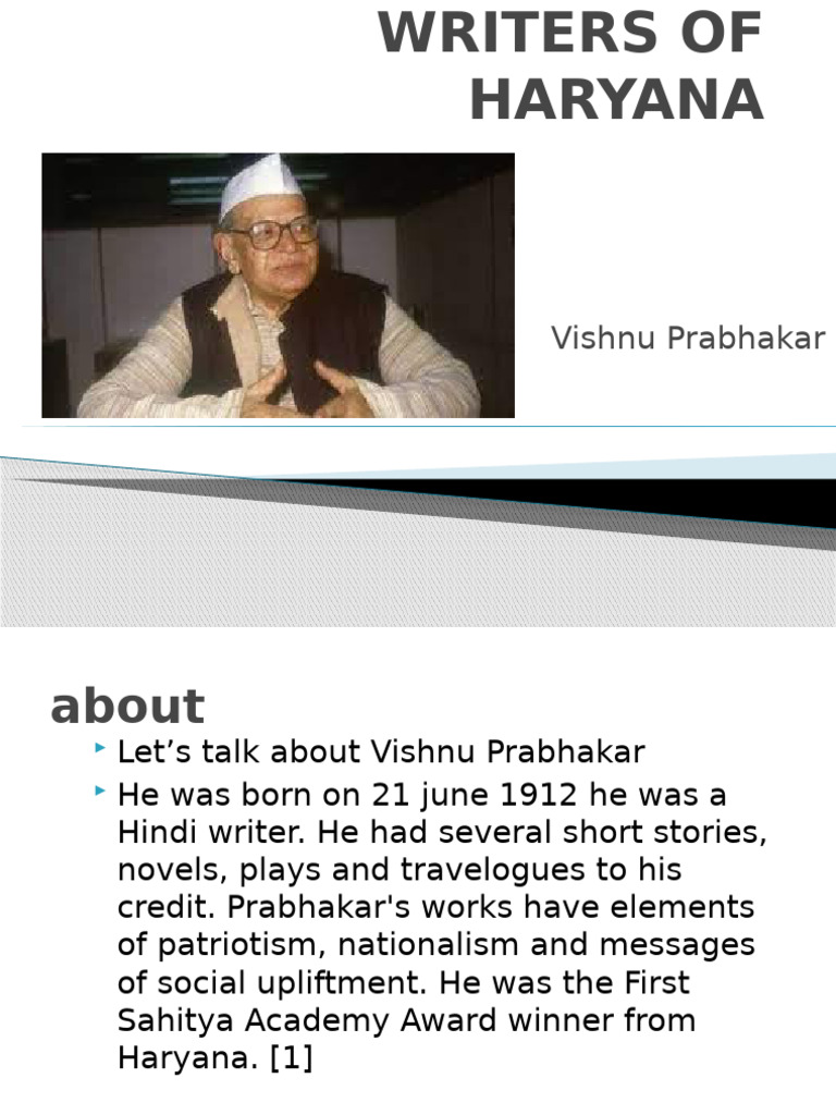 Vishnu Prabhakar: Haryana's Literary Icon | PDF | Indian Literature