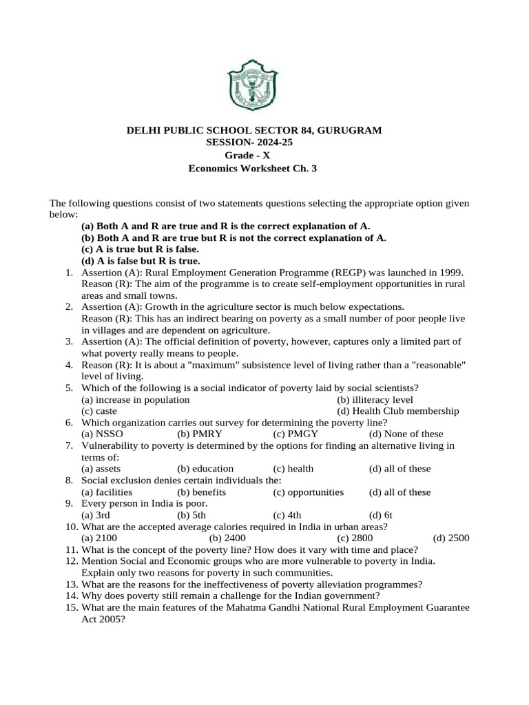 Worksheet Class IX | PDF | Poverty | Poverty & Homelessness