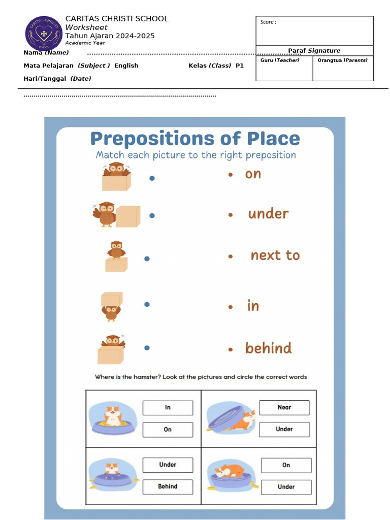 Ws Matching The Pictures and Prepo | PDF