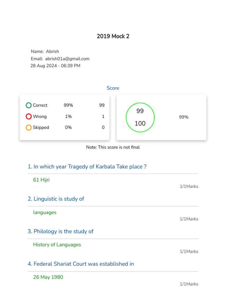 Answer-Sheet 2019 | PDF | Pakistan