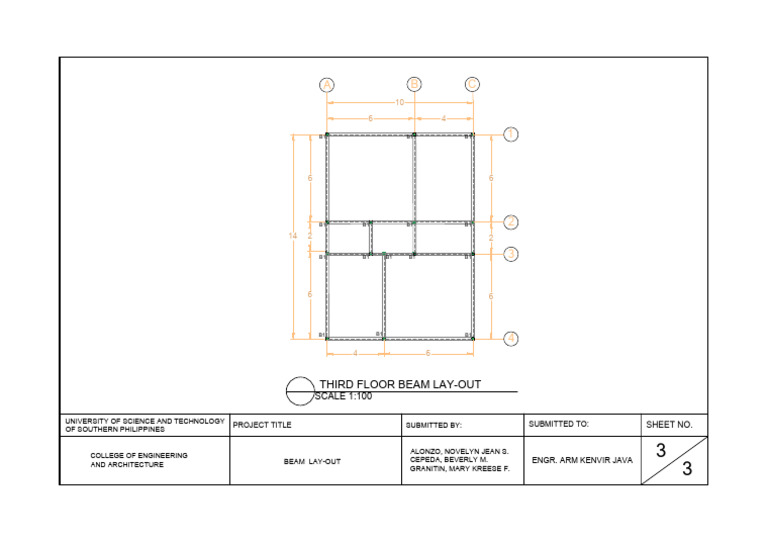 THIRD FLOOR BEAM LAY OUT Model | PDF