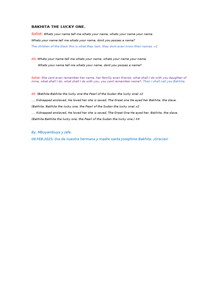 Bakhita The Lucky One | PDF