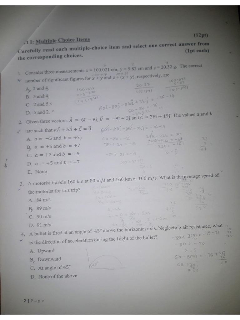 Phy HrU Mid Exam 2015 | PDF