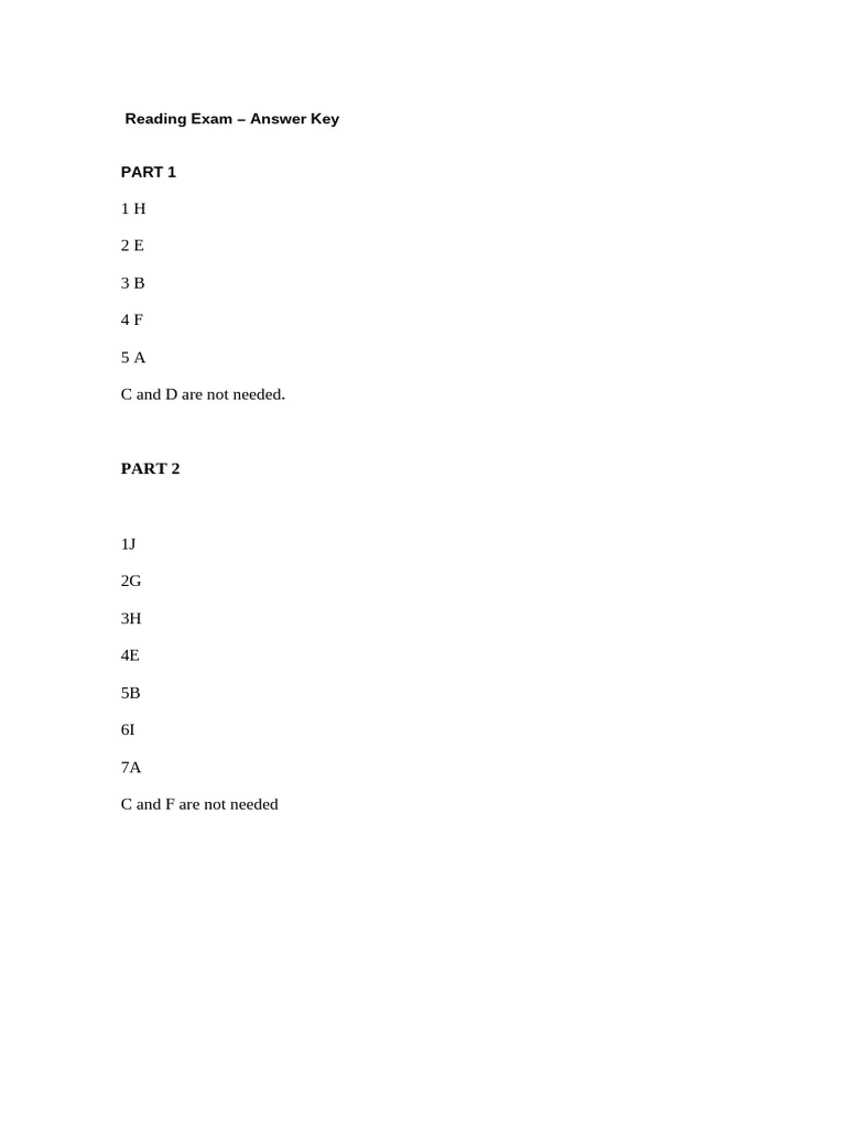 TASK 12 Int 2 Reading Answer Key | PDF