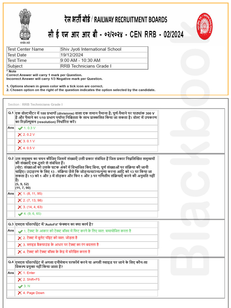 HN RRB Tech I 2024 Question Papers by Team Qmaths | PDF