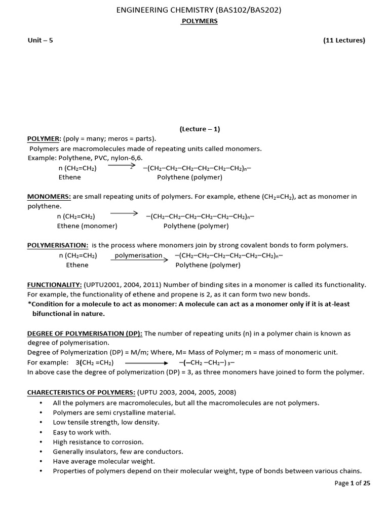 Understanding Polymers and Their Types | PDF | Polymerization | Polymers