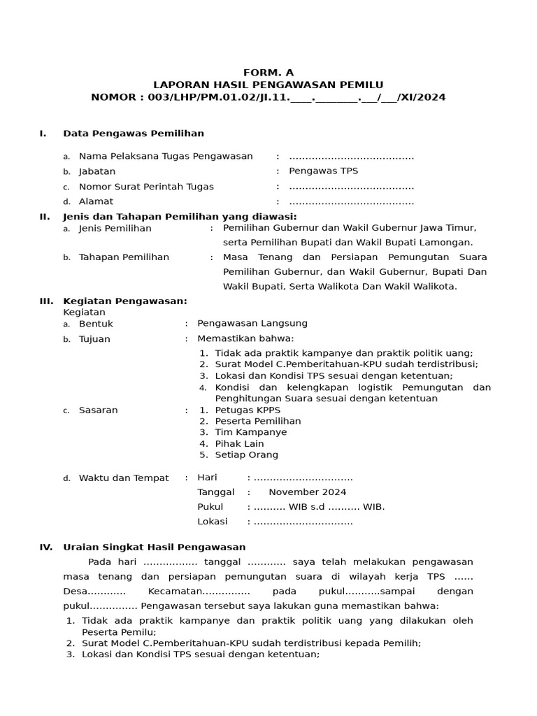 003 Draft Form a Ptps Masa Tenang 26 Rtf | PDF