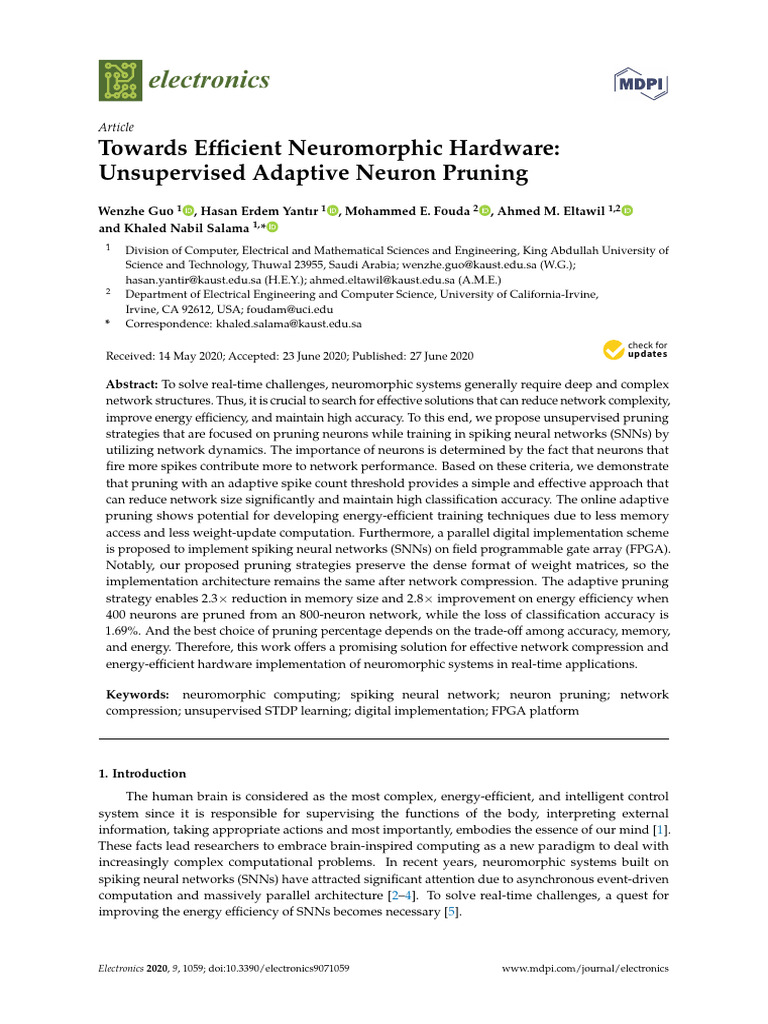 Towards Efficient Neuromorphic Hardware Unsupervis | PDF | Synapse | Inhibitory Postsynaptic ...