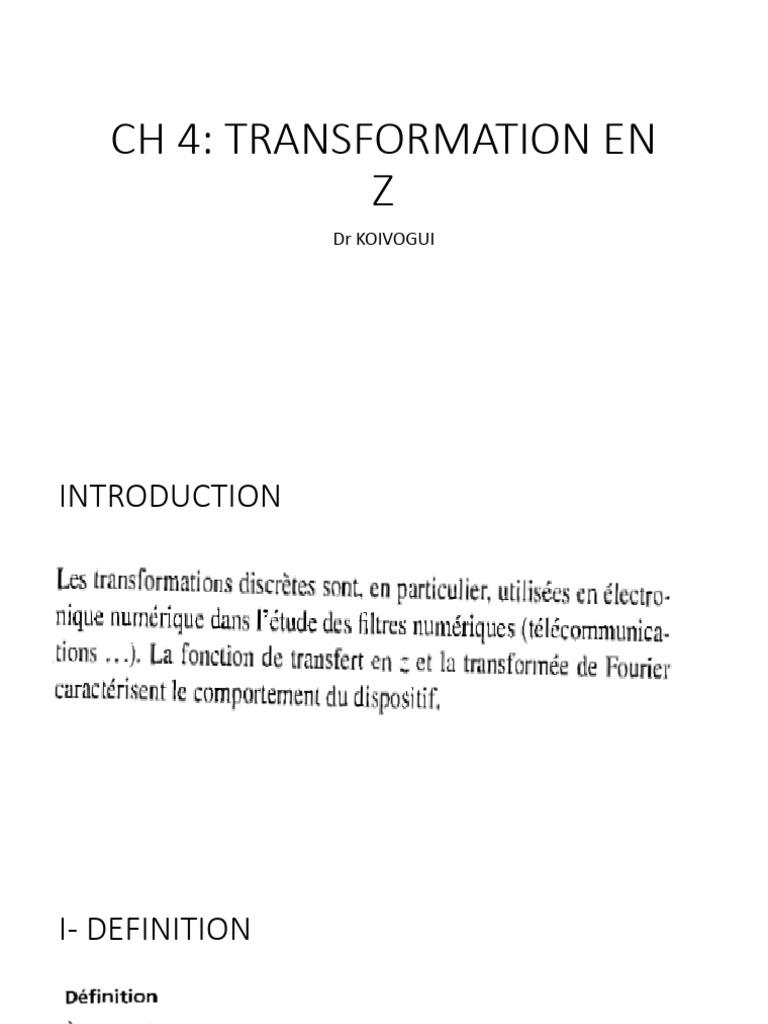 Chapitre 4-Transf-Z (Esatic) | PDF