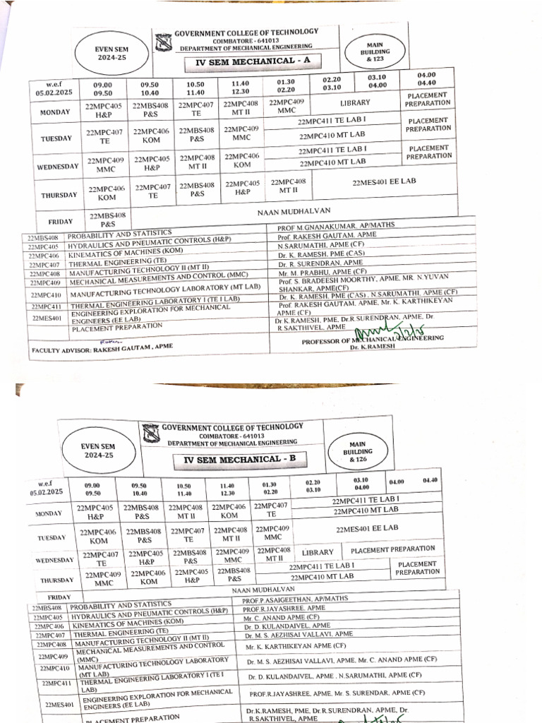 Mech UG TT 24-25 EVEN SEM | PDF