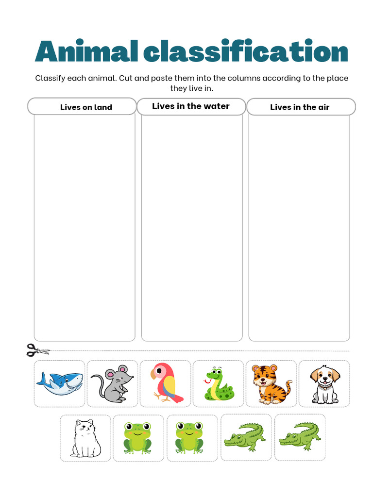 Animals Classification Worksheet | PDF