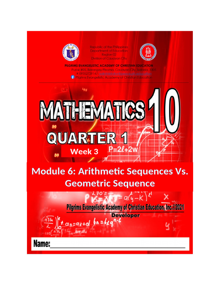 Week 3, Module 6 Arithmetic VS Geometric Sequence | PDF | Mathematics