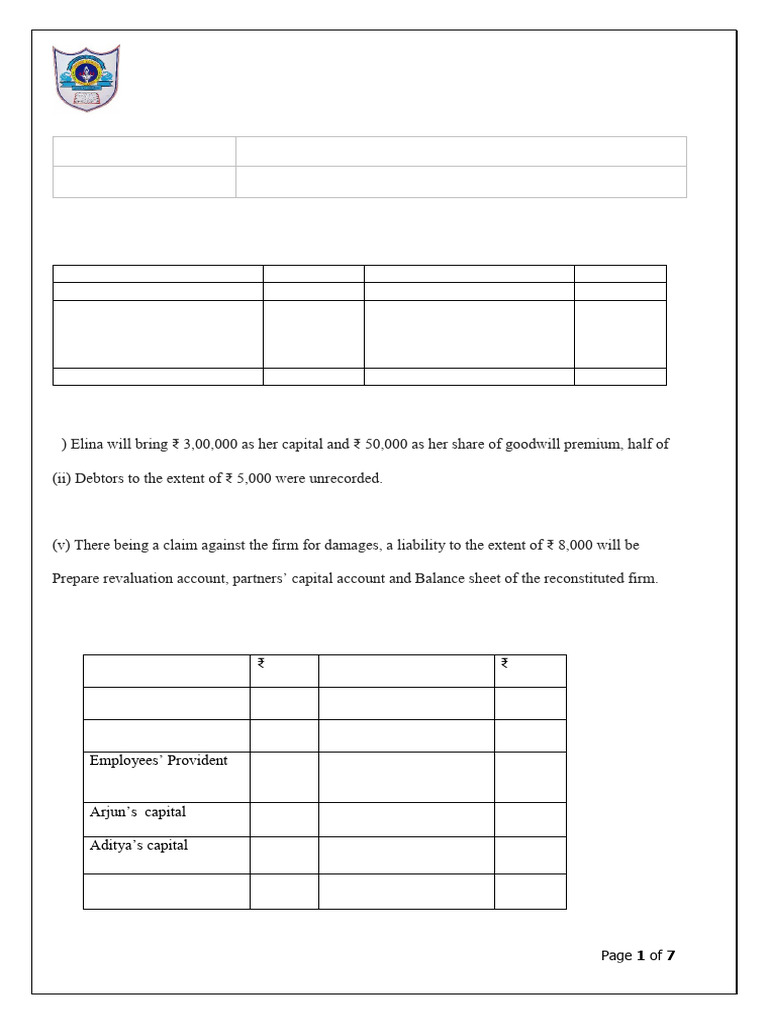 4277781-ADMISSION OF A PARTNER - WS 2 | PDF | Balance Sheet | Goodwill ...