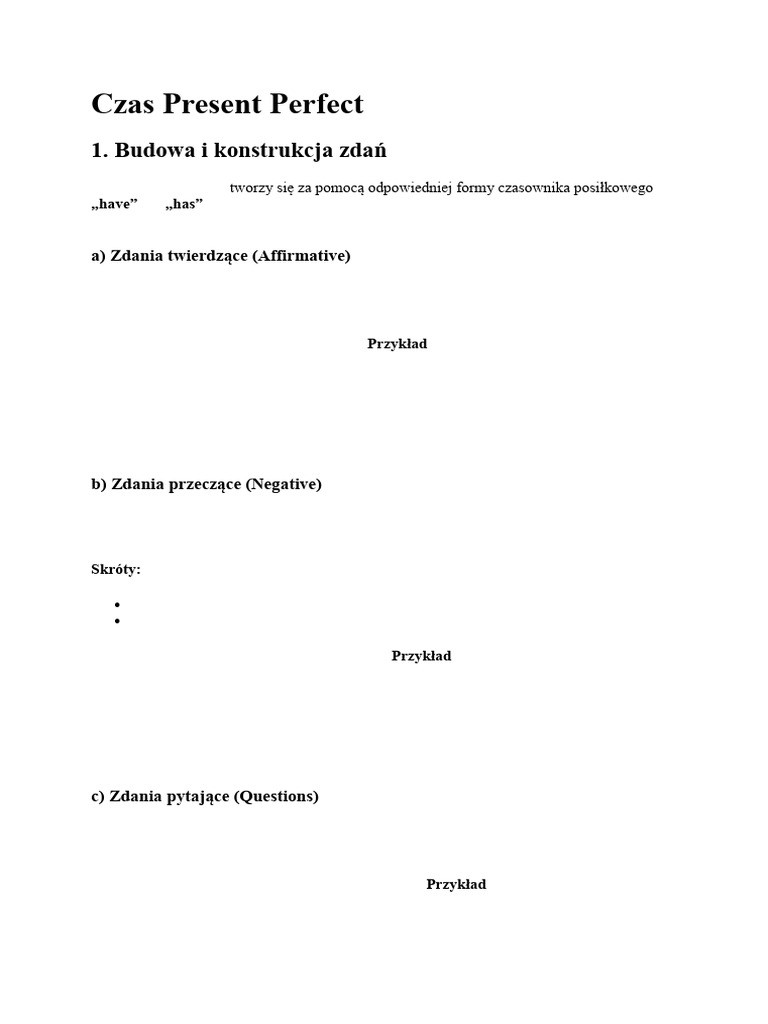 Czas Present Perfect | PDF