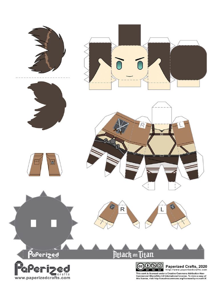 516757968 Attack on Titan Eren Papercraft | PDF