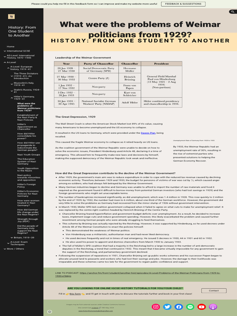 History From One Student To Another - What Were The Problems of Weimar ...