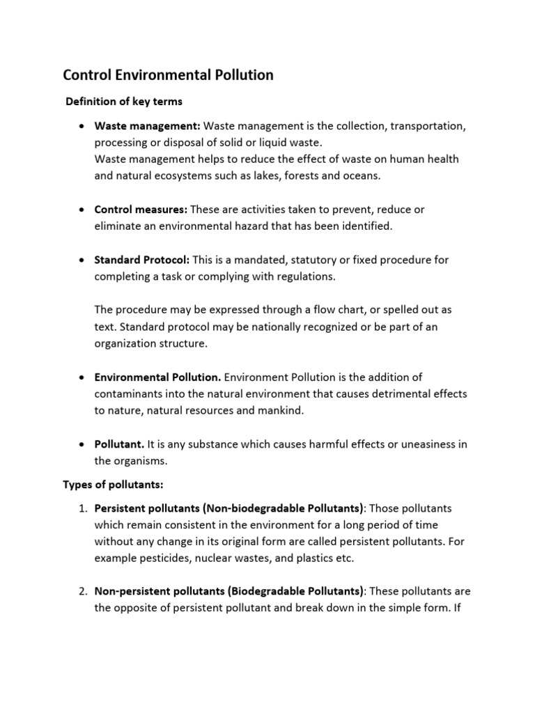 2. Control environmental pollution-1 | PDF | Air Pollution | Waste