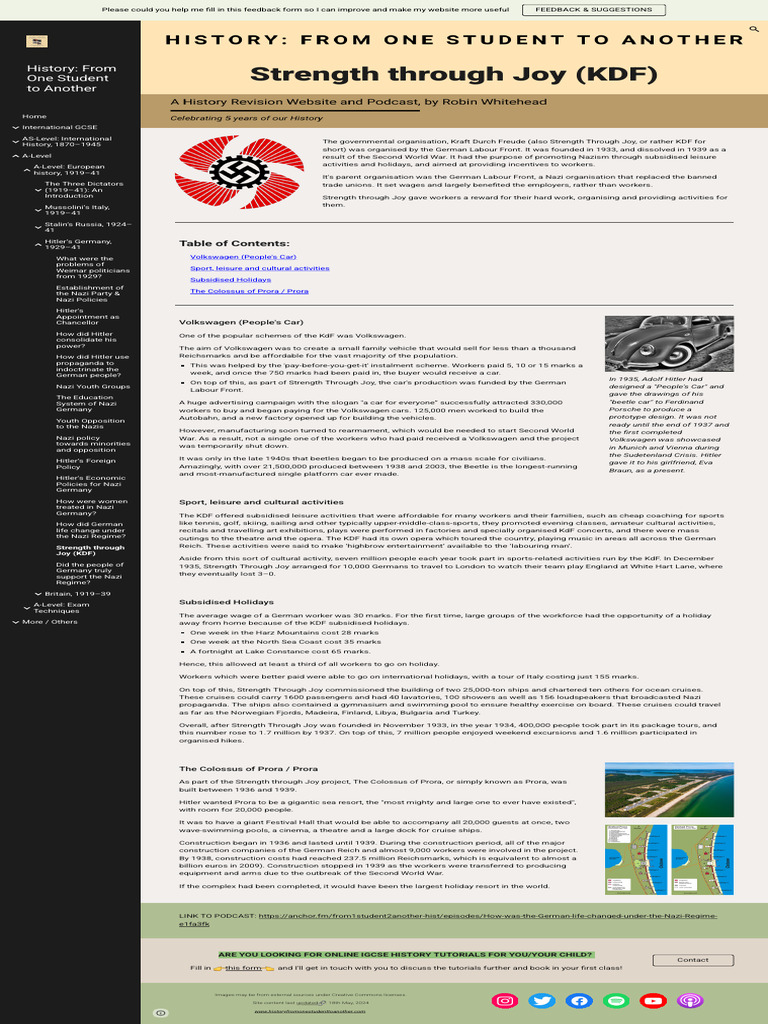 History From One Student To Another - Strength Through Joy (KDF) | PDF ...