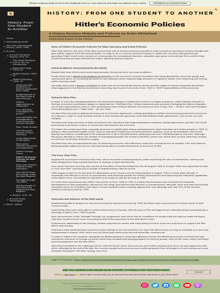Hitler's Economic Policies Overview | PDF | Nazi Germany | Adolf Hitler