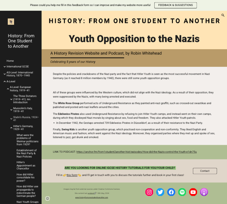 History From One Student to Another - Youth Opposition to the Nazis ...